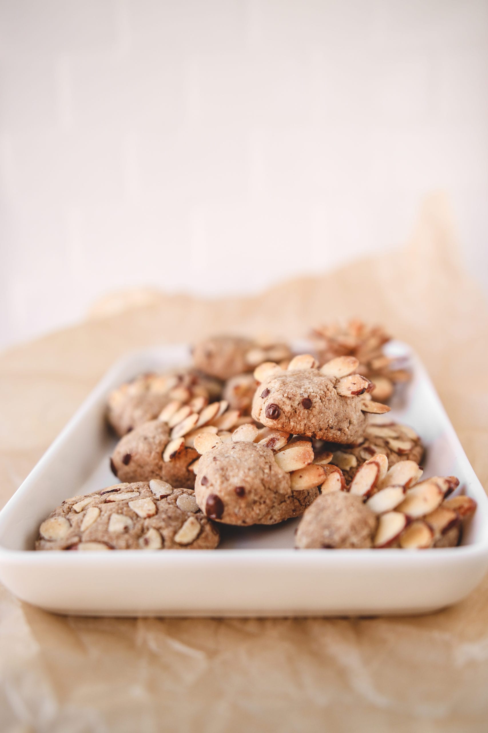 Hedgehog Almond Cookies [vegan, gluten-free, oil free] - Veggiekins Blog