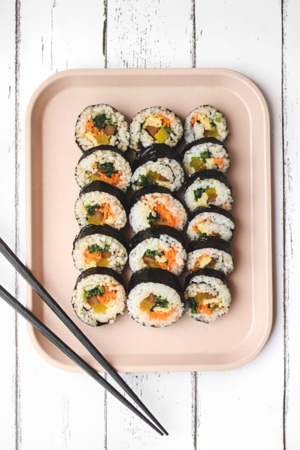 Easy Vegan Kimbap Recipe (Korean Rice Rolls) | Veggiekins Blog