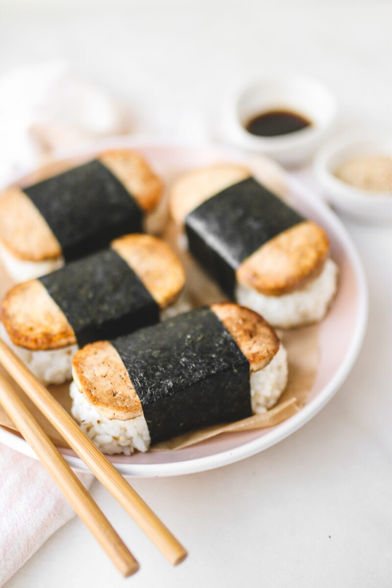 Vegan Spam Musubi with Gluten Free Teriyaki Sauce