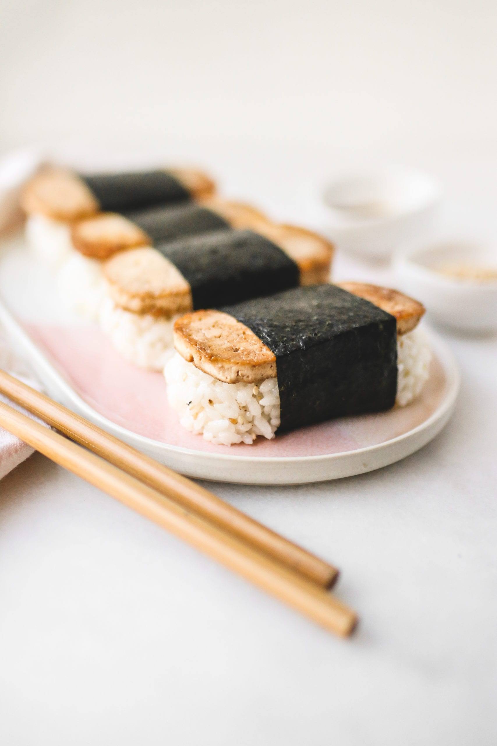 Vegan Spam Musubi with Gluten Free Teriyaki Sauce