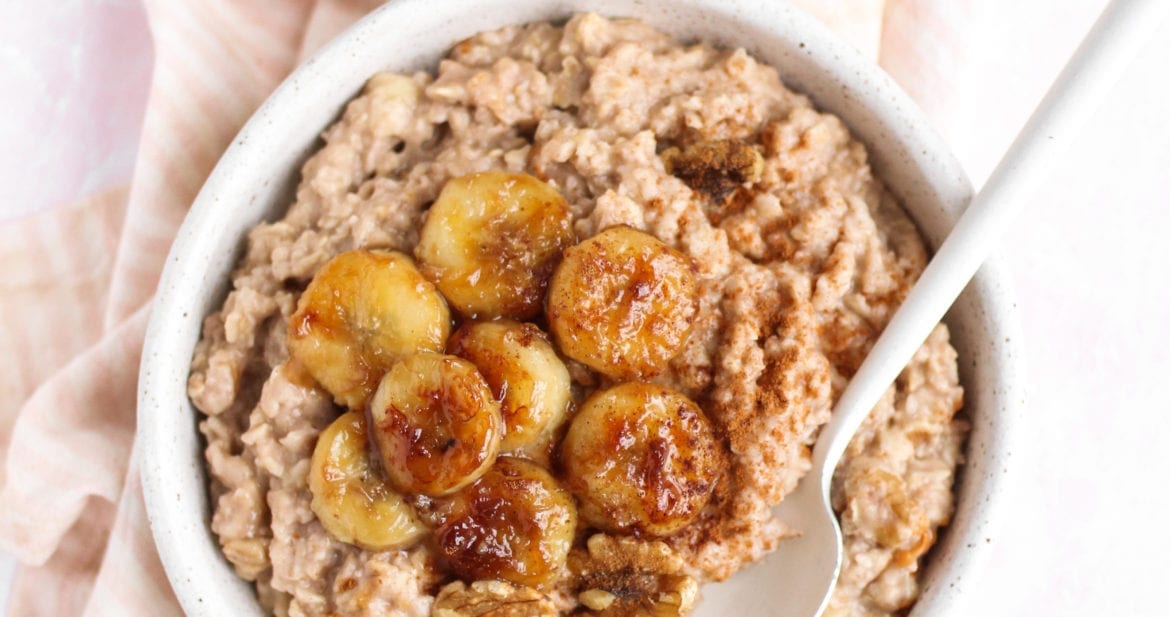 Cozy Banana Bread Oatmeal (vegan, gluten-free, wfpb) | Veggiekins
