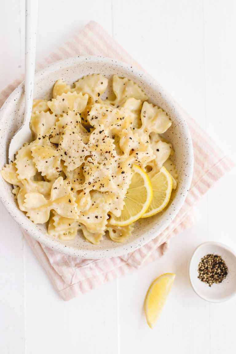 Creamy Vegan Lemon Pepper Pasta Recipe (Gluten-Free!)