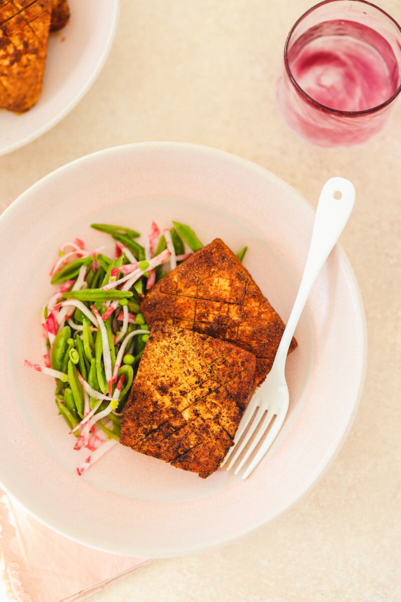 The Best Air Fryer Hasselback Tofu Recipe | Veggiekins Blog