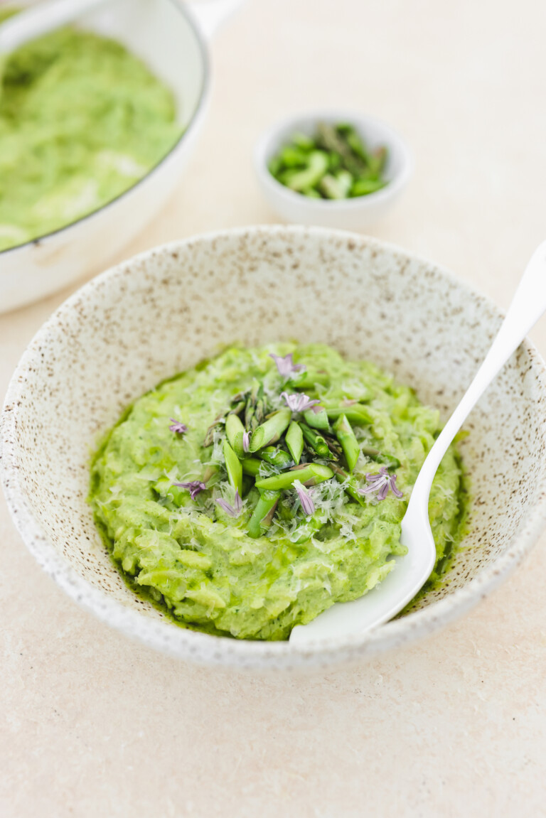 30-Minute Creamy Green Garlic Vegan Orzo Recipe | Veggiekins Blog